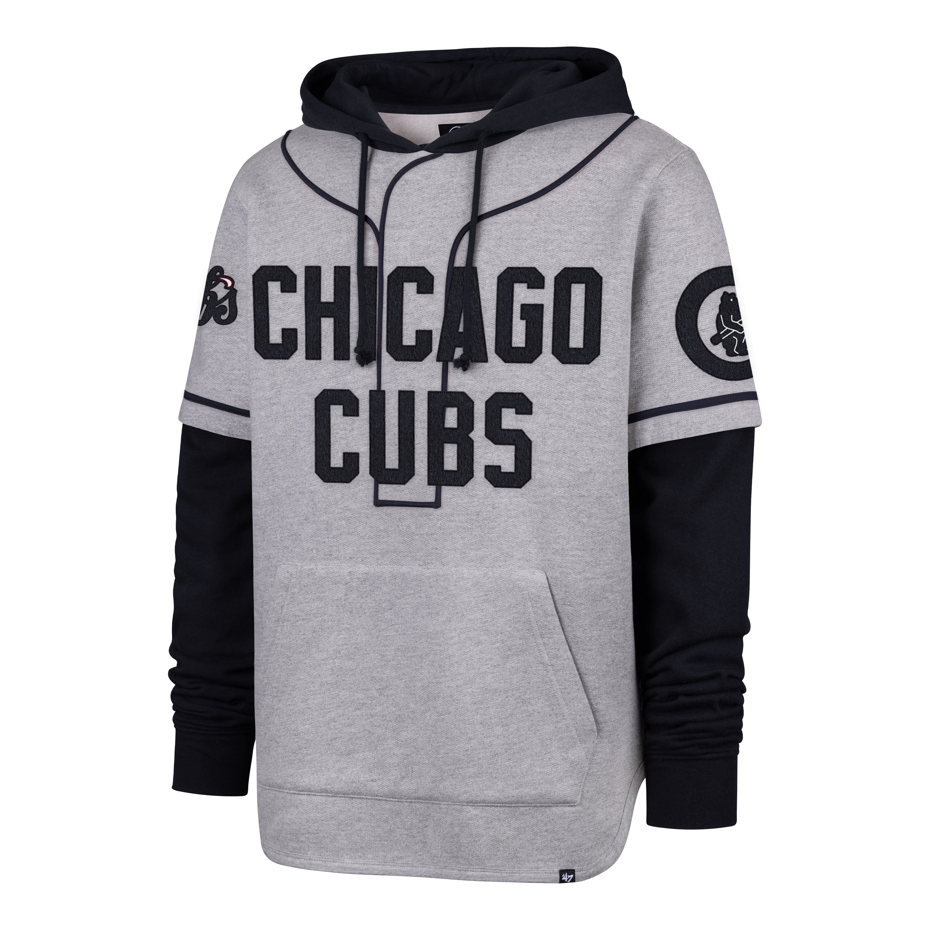 Chicago Cubs '47 Vintage Grey/Navy Fifties Shortstop Pullover Hoodie ...