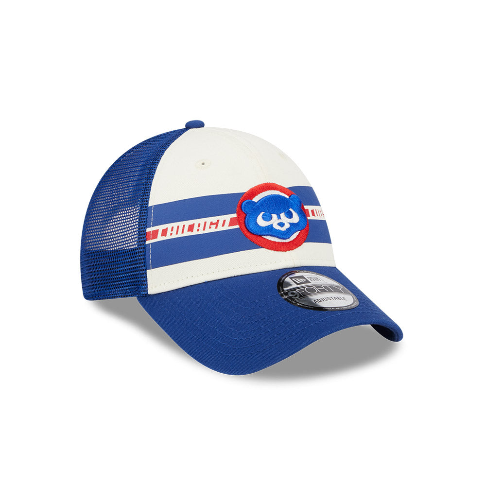 Chicago Cubs Team Stripes Throwback New Era 9FORTY Adjustable Hat ...